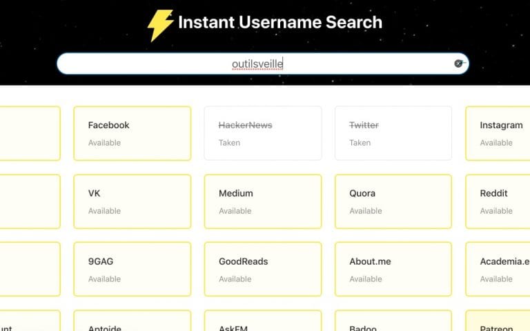 Instant Username Search. Vérifier la disponibilité d'un nom sur le web ...