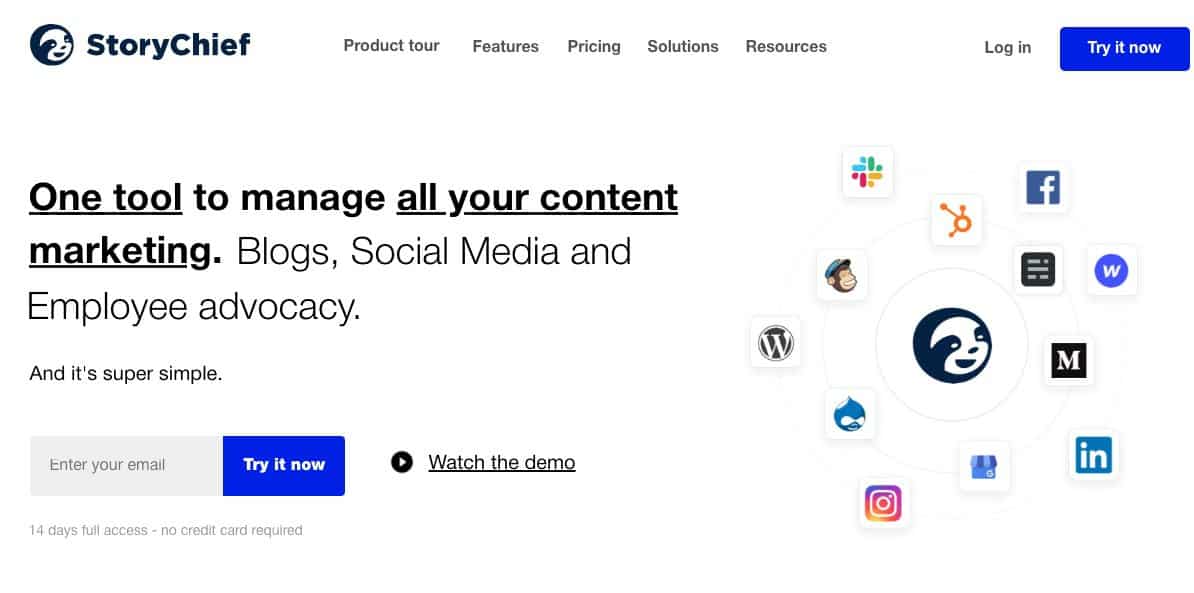 Storychief. Un outil central pour gérer tous ses contenus marketing