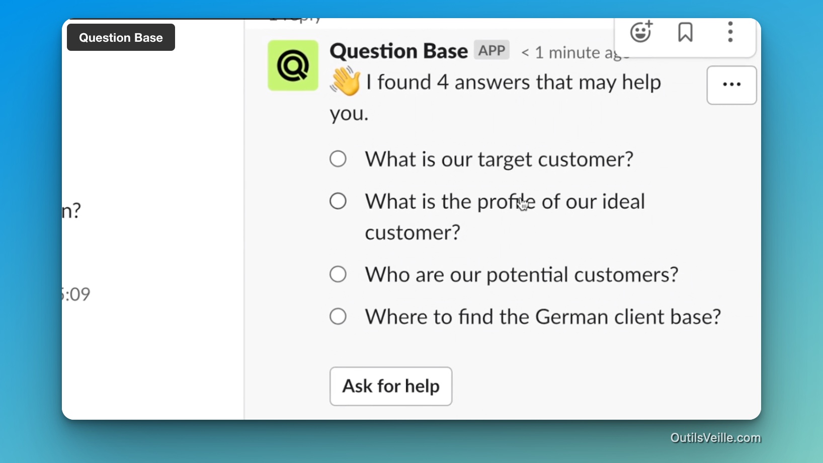 Créez une base de connaissances sur Slack avec Question Base